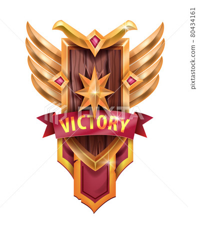Victory game badge icon, UI achievement trophy... - Stock Illustration ...