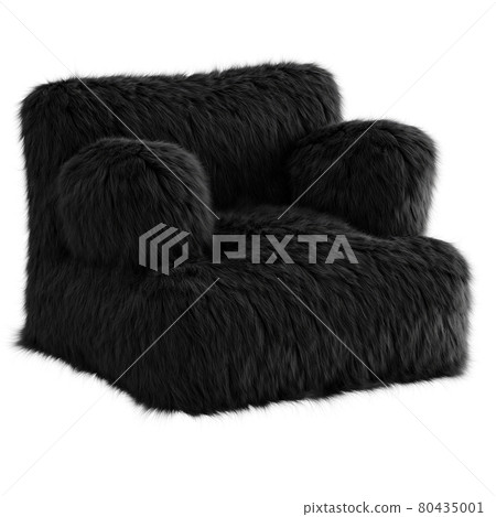 Beautiful black fluffy armchair made of wool on... - Stock Illustration ...