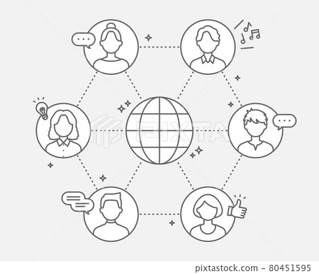 Line drawing of online community, how people... - Stock Illustration ...