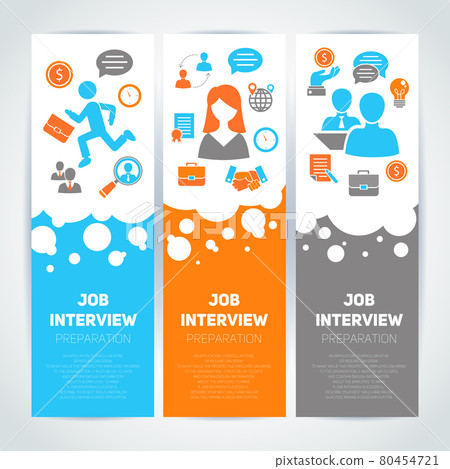 Job interview flat banner set - Stock Illustration [80454721] - PIXTA