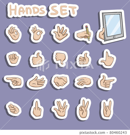 Hands gestures stickers set - Stock Illustration [80460243] - PIXTA