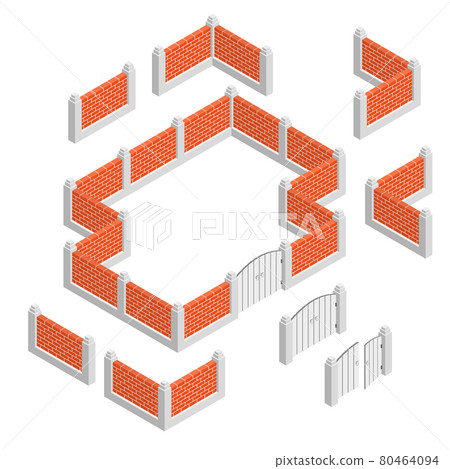 Fences Isometric Design Concept - Stock Illustration [80464094] - PIXTA