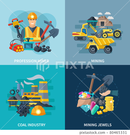Mining Icons Flat Set - Stock Illustration [80465331] - PIXTA