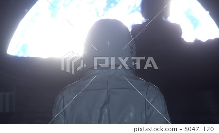 Brave astronaut at the spacewalk on the moon.... - Stock Illustration ...