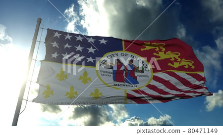 Detroit city flag, city of USA or United States... - Stock Illustration ...