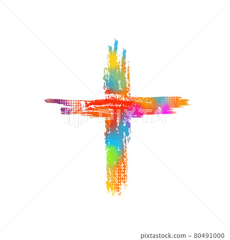 Multi-colored cross. Cross made of rainbow... - Stock Illustration ...