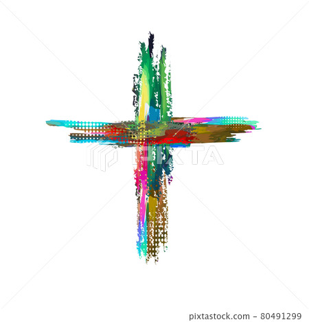 Multi-colored cross. Cross made of rainbow... - Stock Illustration ...
