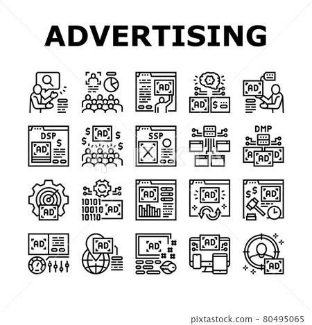 Programmatic Advertising Service Icons Set Vector - Stock Illustration ...