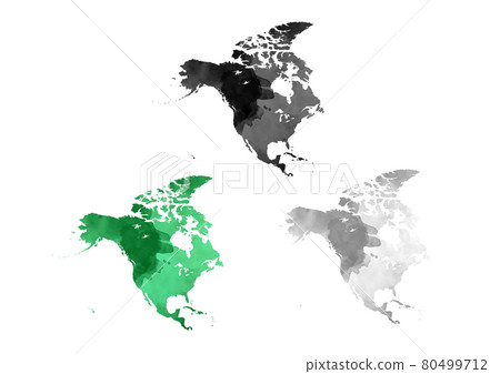 North America-Watercolor Style-3 Color Set - Stock Illustration ...