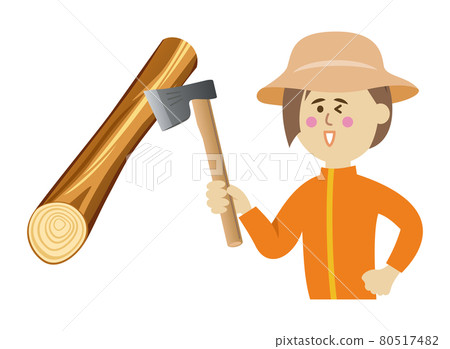 Illustration image of a woman using an ax - Stock Illustration ...