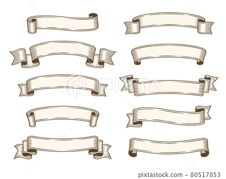 Vintage style ribbon short size - Stock Illustration [80517853] - PIXTA
