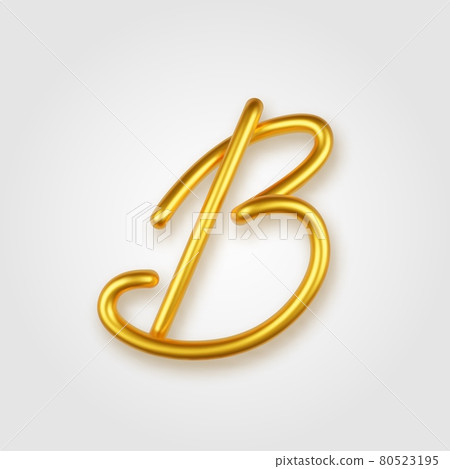 Gold 3d realistic capital letter B on a light... - Stock Illustration ...