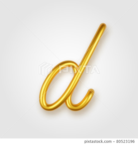 Gold 3d realistic lowercase letter D on a light... - Stock Illustration ...