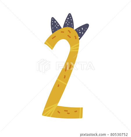 Dinosaur Number Two or Numeral with Spikes... - Stock Illustration ...