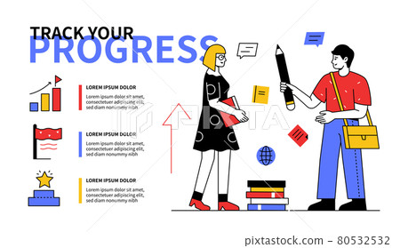Track your progress - line design style web banner - Stock Illustration ...