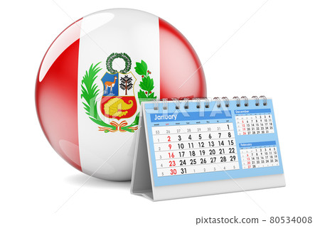 Desk calendar with Peruvian flag. 3D rendering - Stock Illustration ...