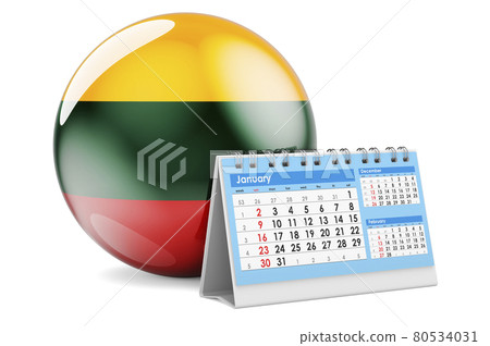 Desk calendar with Lithuanian flag. 3D rendering - Stock Illustration ...