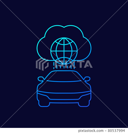 autonomous car, connected to cloud linear icon - Stock Illustration ...