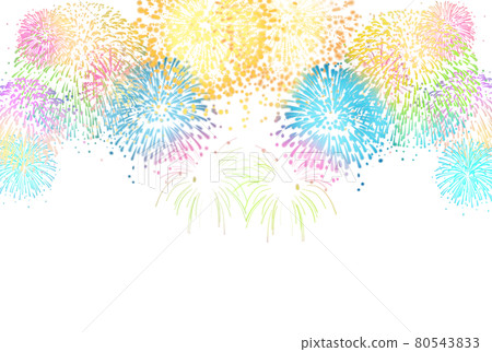 Fireworks display summer greeting background - Stock Illustration ...