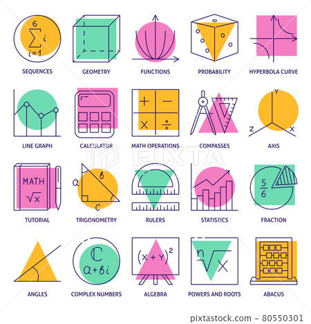 Math science icon set in line style-插圖素材 [80550301] - PIXTA圖庫