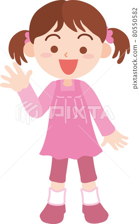 Girl raising one hand - Stock Illustration [80550582] - PIXTA