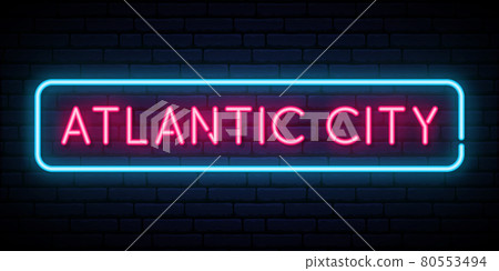 Atlantic city neon sign. - Stock Illustration [80553494] - PIXTA