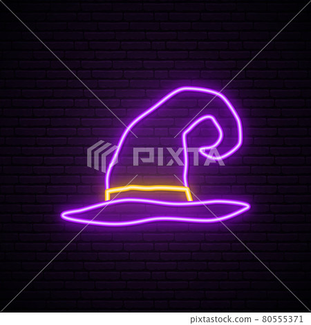 Neon Witch hat sign. - Stock Illustration [80555371] - PIXTA