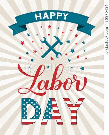 Happy Labor Day calligraphy lettering on... - Stock Illustration ...
