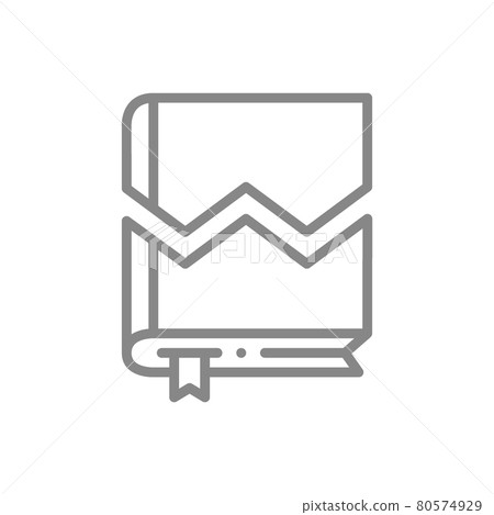 Torn book line icon. Bad book, stop reading symbol - Stock Illustration ...