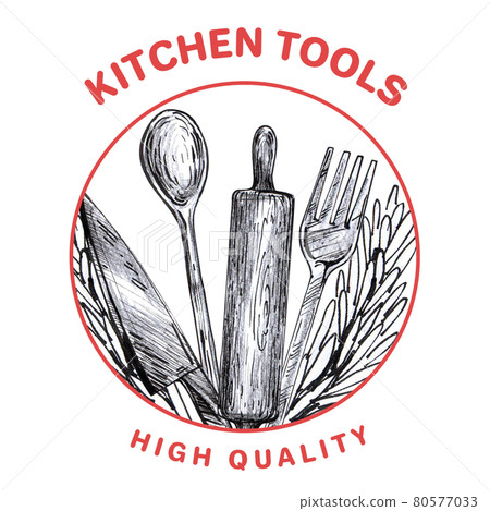 Kitchen tools logo line art - Stock Illustration [80577033] - PIXTA
