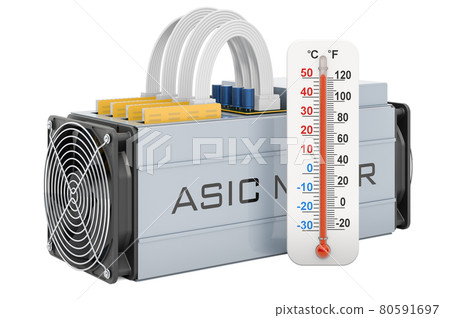 ASIC miner with thermometer, overheating... - Stock Illustration ...
