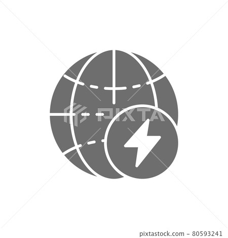 Globe with energy sign, earth energy gray icon. - Stock Illustration ...