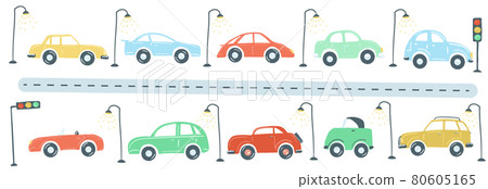 traffic jam from cars flat simple cartoon style... - Stock Illustration ...