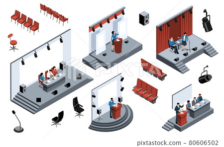 Conference Hall Icon Set - Stock Illustration [80606502] - PIXTA
