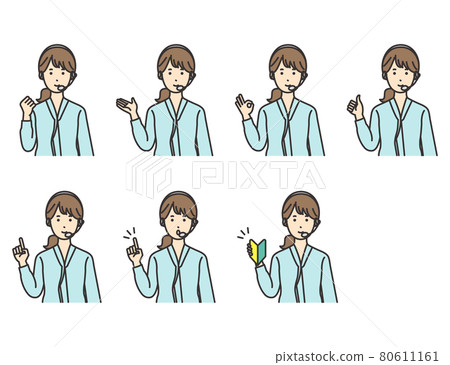 Female operator pose set - Stock Illustration [80611161] - PIXTA