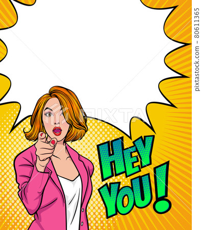 business woman pointing finger with hey you-插圖素材 [80611365] - PIXTA圖庫