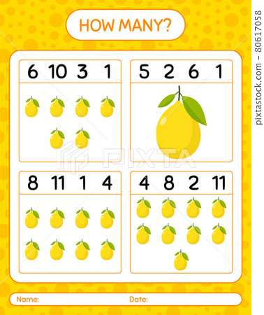 How many counting game with lemon. worksheet... - Stock Illustration ...