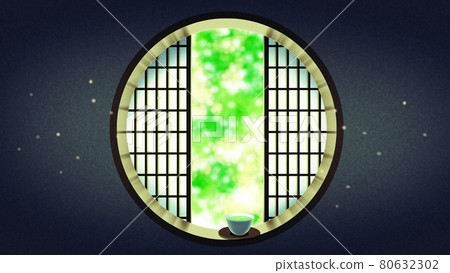 Round window shoji summer - Stock Illustration [80632302] - PIXTA