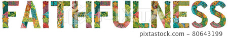 Word FAITHFULNESS. Vector decorative zentangle... - Stock Illustration ...