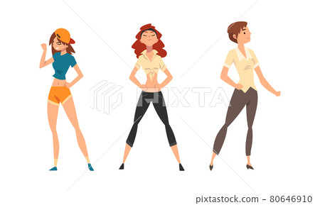 Young Woman Standing in Brave Pose Feeling...-插圖素材 [80646910] - PIXTA圖庫