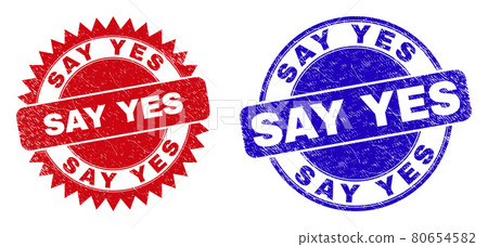 SAY YES Round and Rosette Stamp Seals with...-插圖素材 [80654582] - PIXTA圖庫