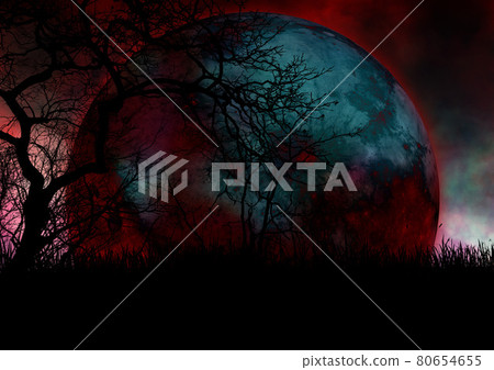 Illustration of a decaying eerie moon - Stock Illustration [80654655 ...