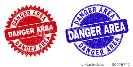 DANGER AREA Rounded and Rosette Seals with... - Stock Illustration ...