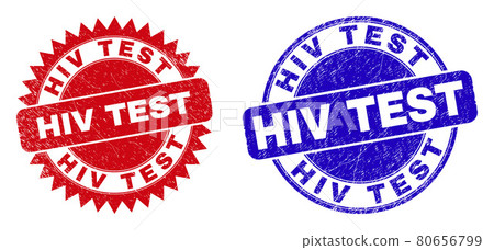 HIV TEST Rounded and Rosette Stamp Seals with... - Stock Illustration ...