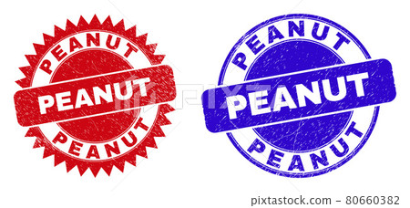 PEANUT Rounded and Rosette Seals with Grunge Style - Stock Illustration ...