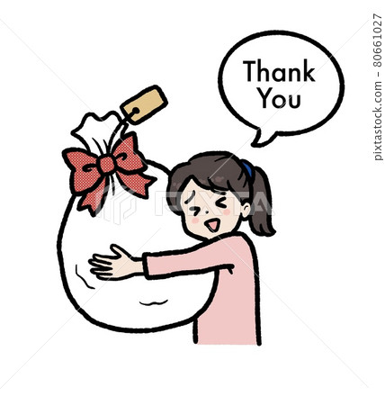Illustration of a girl receiving a gift - Stock Illustration [80661027 ...