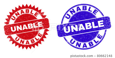 UNABLE Round and Rosette Seals with Grunged...-插圖素材 [80662148] - PIXTA圖庫