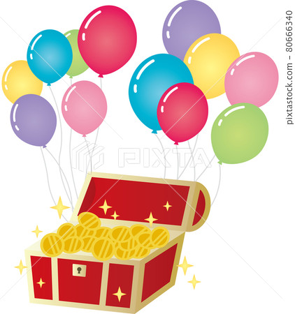 Treasure chest with balloons - Stock Illustration [80666340] - PIXTA