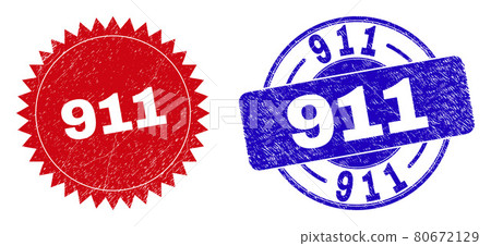 911 Rounded and Rosette Stamp Seals with... - Stock Illustration ...