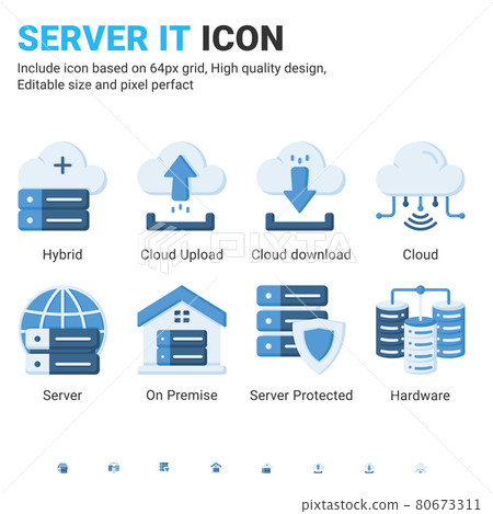 Server IT and technology icon set. Editable... - Stock Illustration ...